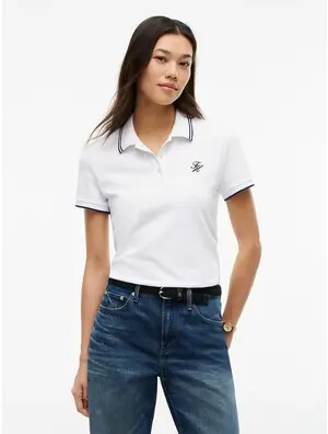 Tommy Hilfiger Script Monogram Tipped Polo - Optic White