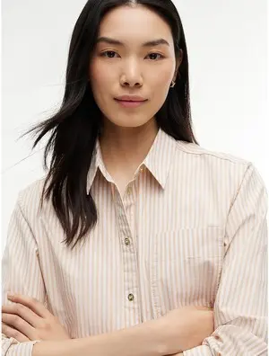 Tommy Hilfiger Striped Cotton Poplin Shirt With Gold-tone Buttons