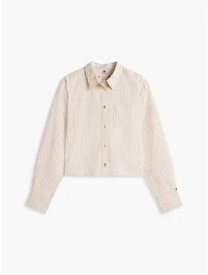 Tommy Hilfiger Striped Cotton Poplin Shirt With Gold-tone Buttons