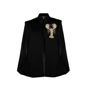 HOUSE OF LAINES LONDON Tailored Cape With Embellished Lobster - Black