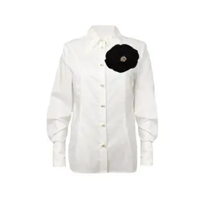 LAINES LONDON Embellished Cotton Blend Shirt - White