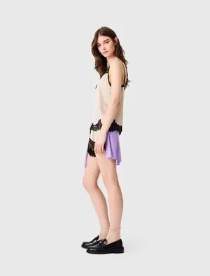 Maje Satin Top With Lace Details