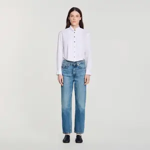 Sandro Pleated Shirt With Origami Collar