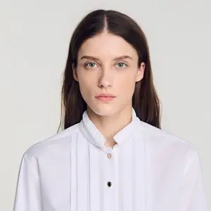 Sandro Pleated Shirt With Origami Collar