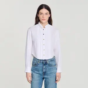 Sandro Pleated Shirt With Origami Collar