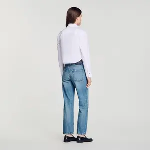Sandro Pleated Shirt With Origami Collar