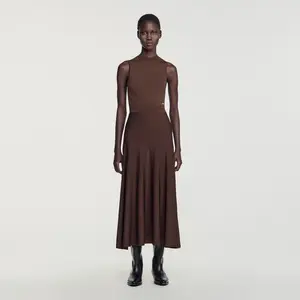 Sandro Long Flared Fine Knit Skirt