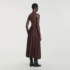 Sandro Long Flared Fine Knit Skirt