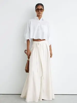 REISS Simone Cotton-blend Pleated Maxi Skirt