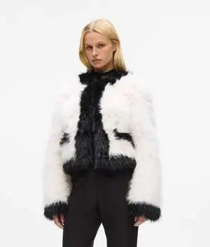 Karl Lagerfeld Faux Fur Jacket - White/black