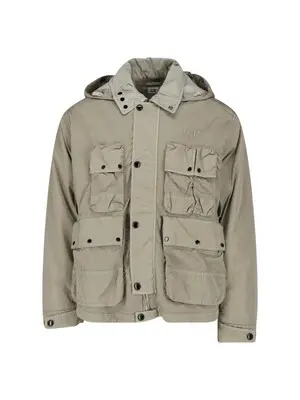 C.P. COMPANY Heavy Chrome-r" Hooded Jacket With Goggle Detail - Green