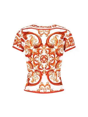 Dolce & Gabbana Majolica" Printed Stretch Cotton T-shirt - Multi