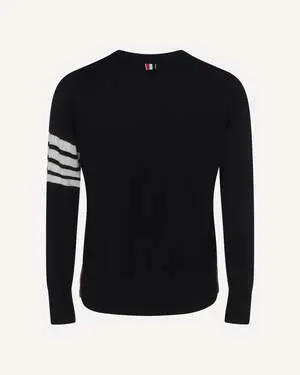 Thom Browne Virgin Wool V-neck Cardigan With Signature Stripes - Blue