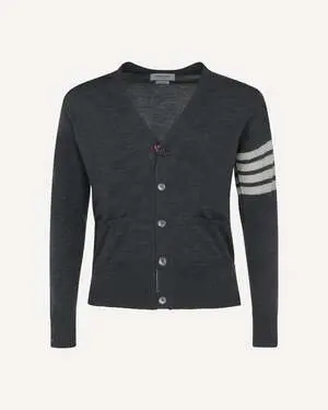 Thom Browne Virgin Wool Cardigan With Signature Stripes