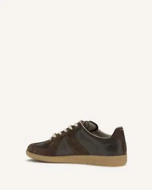 MAISON MARGIELA Leather And Suede Paneled Sneakers - Brown