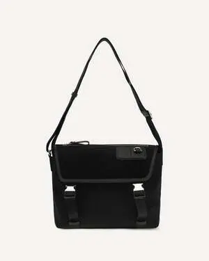 Loewe Medium Messenger Flex Bag In Canvas And Suede - Black