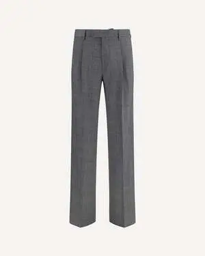 LARDINI Tailored Cotton Blend Houndstooth Trousers - Grey