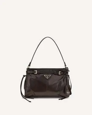 Prada Small Bonnie Handbag In Leather - Brown