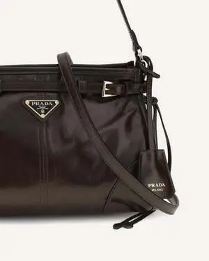 Prada Small Bonnie Handbag In Leather - Brown
