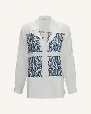 Max Mara Printed Silk Twill Shirt - White
