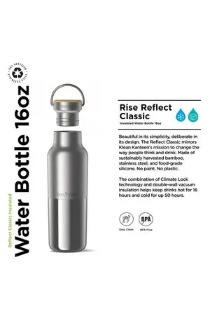 KLEAN KANTEEN 16oz Everyday Insulated Water Bottle With Wooden Cap