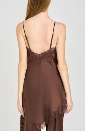 WAYF Helene Lace Trim Cami - Chocolate
