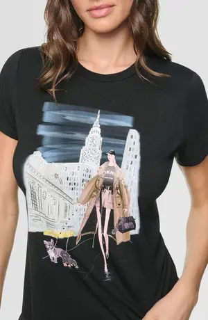 Dkny Midtown Dog Walkers Graphic T-shirt - Black