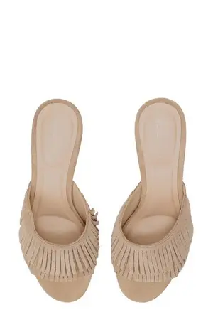 Pelle Moda Venna Fringe Slide Sandal - Ecru