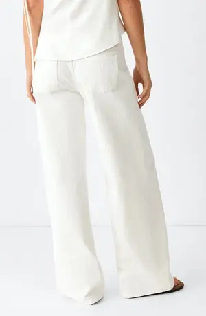 Mango Low Waist Wide Leg Jeans - White