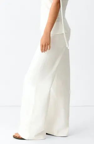Mango Low Waist Wide Leg Jeans - White