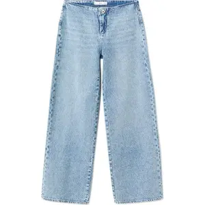Mango Low Waist Wide Leg Jeans - Medium Blue