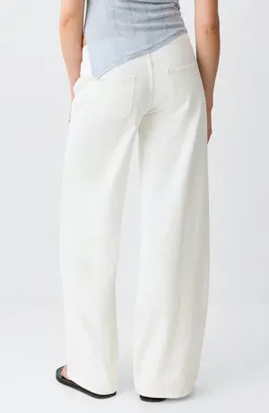 Mango Low Waist Wide Leg Jeans - Off White