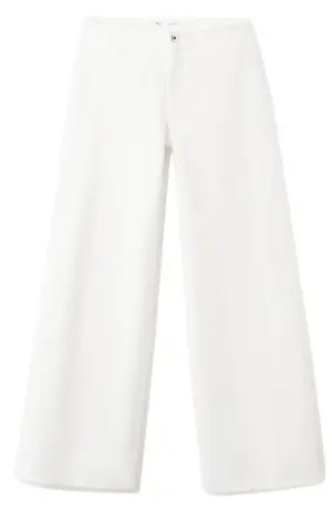 Mango Low Waist Wide Leg Jeans - Off White