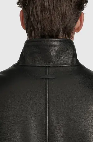 Andrew Marc Stand Collar Leather Jacket - Black