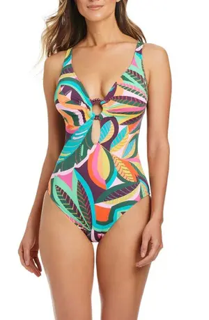BLEU BY ROD BEATTIE Tropical Print One-piece Swimsuit - Multi