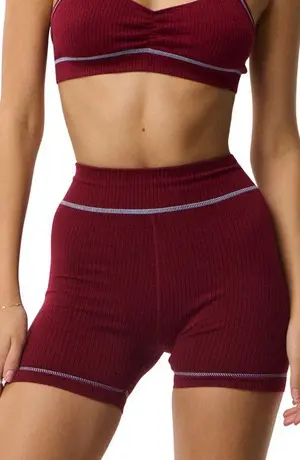 Rip Curl Ribbed Knit Shorts - Plum
