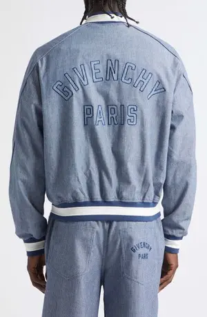 Givenchy Couture Seam Engineer Stripe Cotton Bomber Jacket
