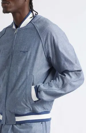Givenchy Couture Seam Engineer Stripe Cotton Bomber Jacket