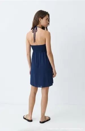 Mango Textured Halter Minidress