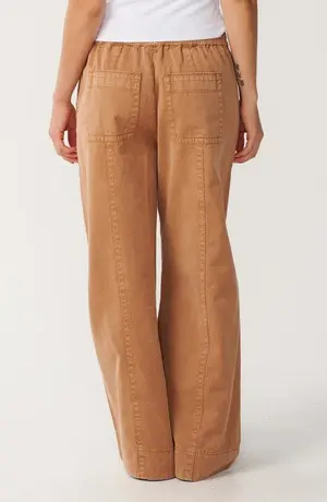 Rip Curl Bossa Nova Cotton Twill Drawstring Wide Leg Pants - Brown