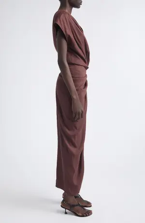 Proenza Schouler Bettina Stretch Organic Linen Blend Midi Dress - Espresso