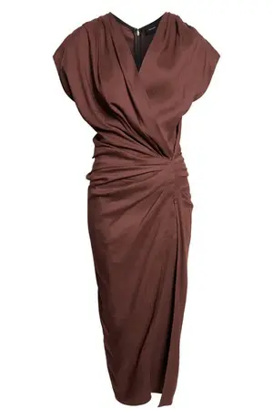 Proenza Schouler Bettina Stretch Organic Linen Blend Midi Dress - Espresso