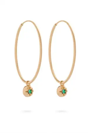 ELOISE JEWELRY Moon Hoops . Handmade - Emerald