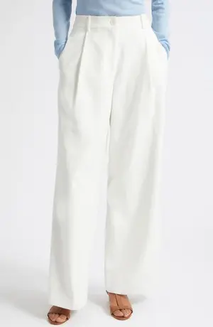 TOCCIN Solara Pleated Wide Leg Trousers - Optic