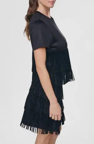 Dkny Rhinestone Embellished Fringe Dress