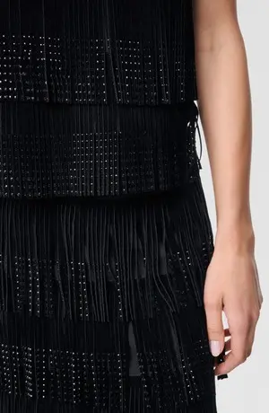Dkny Rhinestone Embellished Fringe Dress