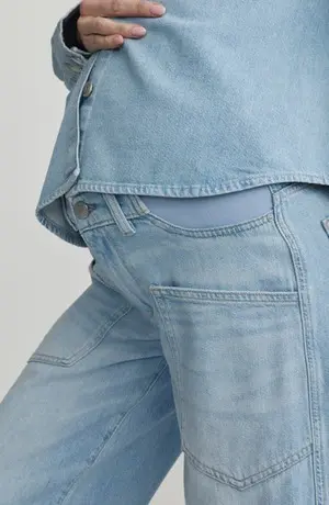 DL1961 Maternity Hepburn High Waist Wide Leg Jeans - Beachfront Aura