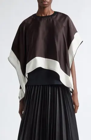 Sacai Satin X Cotton Jersey T-shirt - Brown/navy