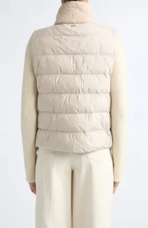 Herno Mixed Media Wool Rib & Curly Fleece Cardigan