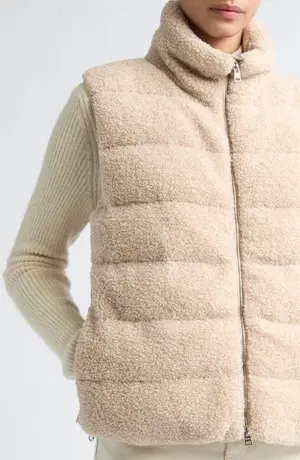 Herno Mixed Media Wool Rib & Curly Fleece Cardigan
